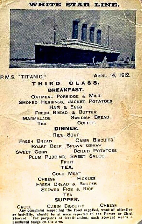 Check Out The First, Second, And Third Class Menus From The Titanic Check Out The First, Second, And Third Class Menus From The Titanic