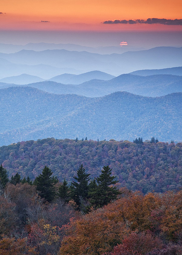 Sunrise over the Blue Ridge Mountains
