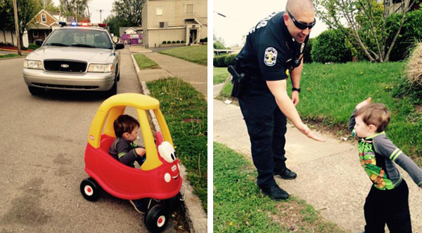 Louisville Police Officer Pulls Over A 2 Year-Old In A Toy Car... And ...